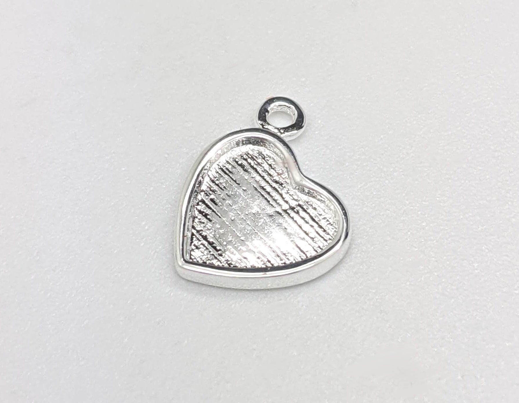 Sterling silver heart charm with bezel & side loop – Eternalflow charms ...