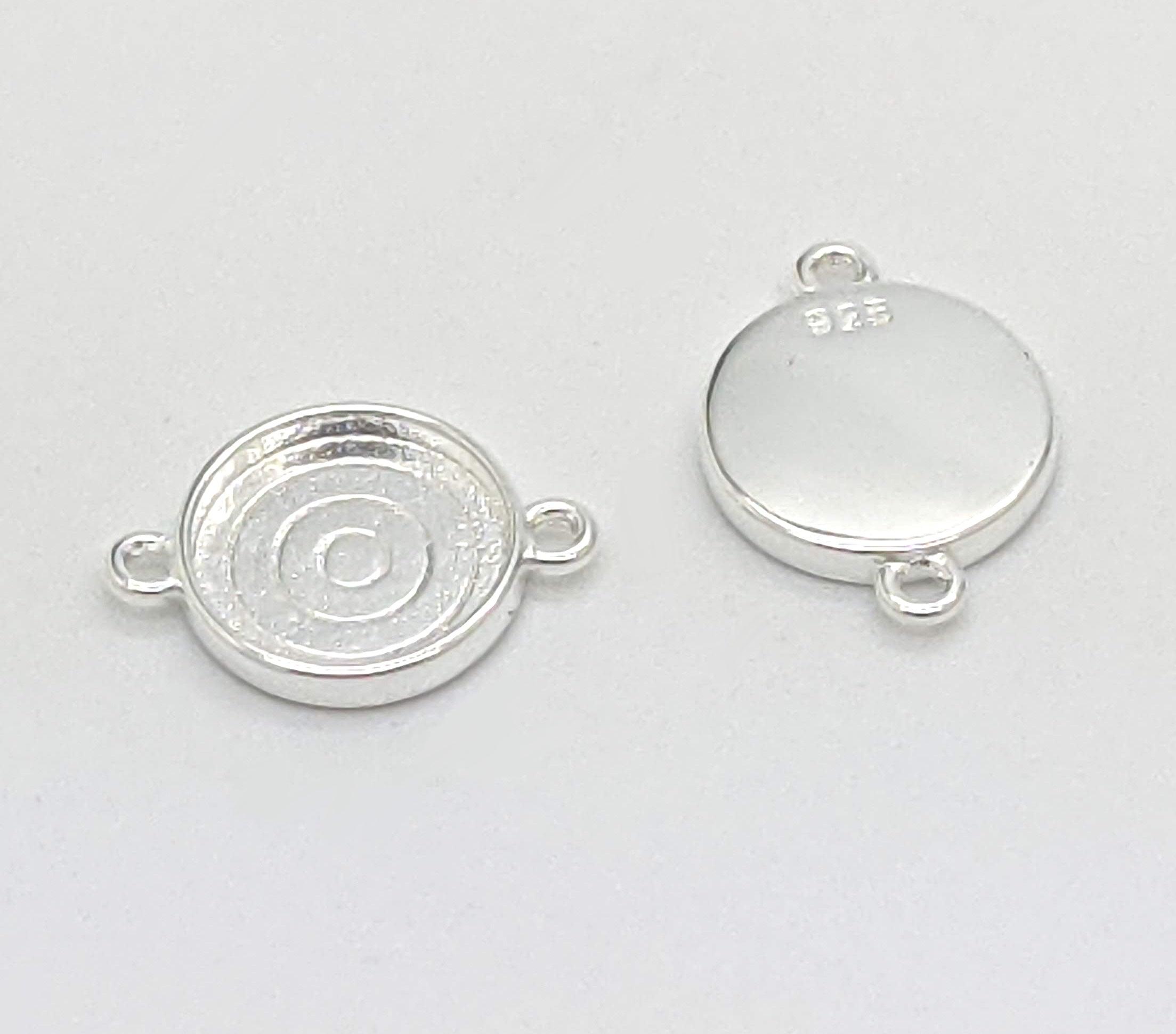 Sterling silver 10mm round bezel connector – Eternalflow charms and ...