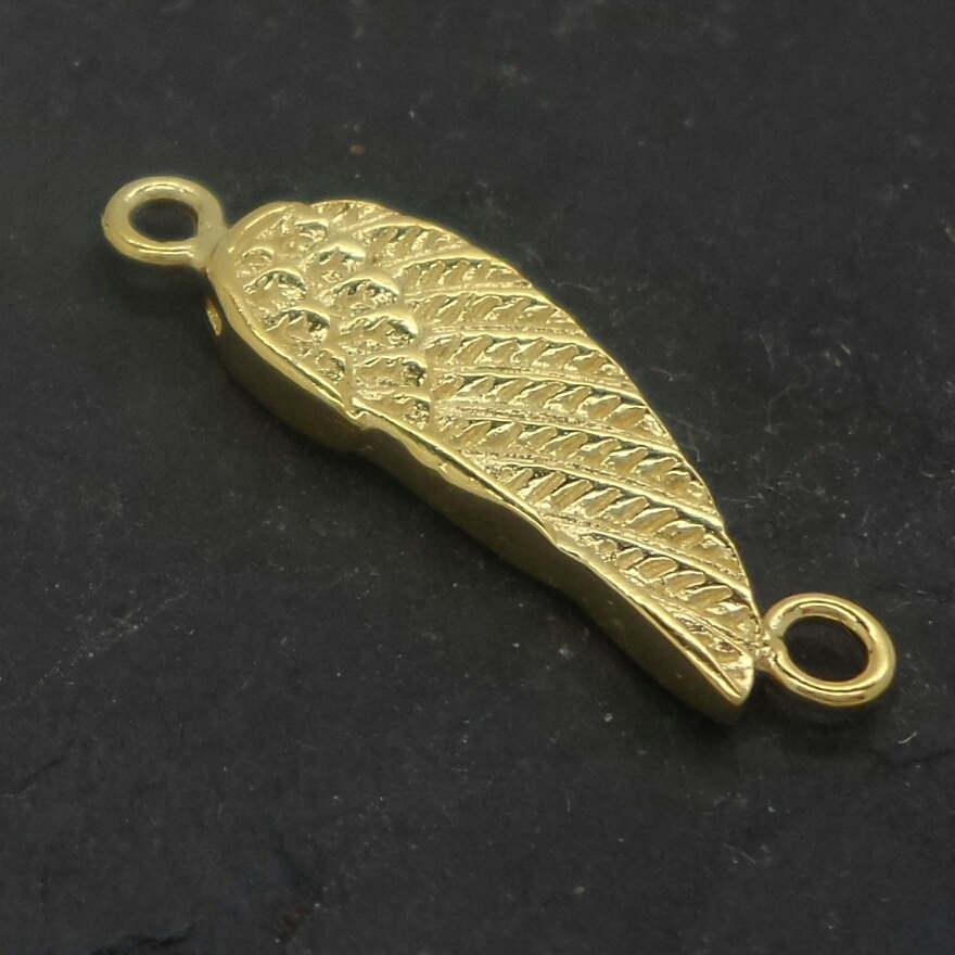Gold on sterling silver ANGEL wing connector – Eternalflow charms and ...