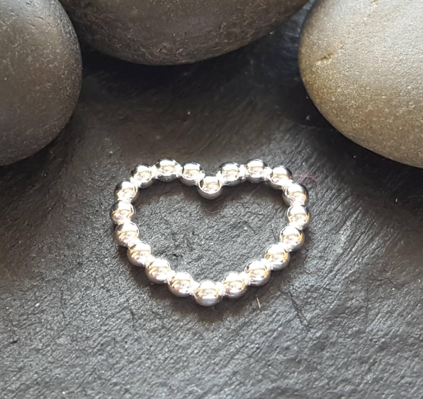Sterling silver beaded HEART connector – Eternalflow charms and ...