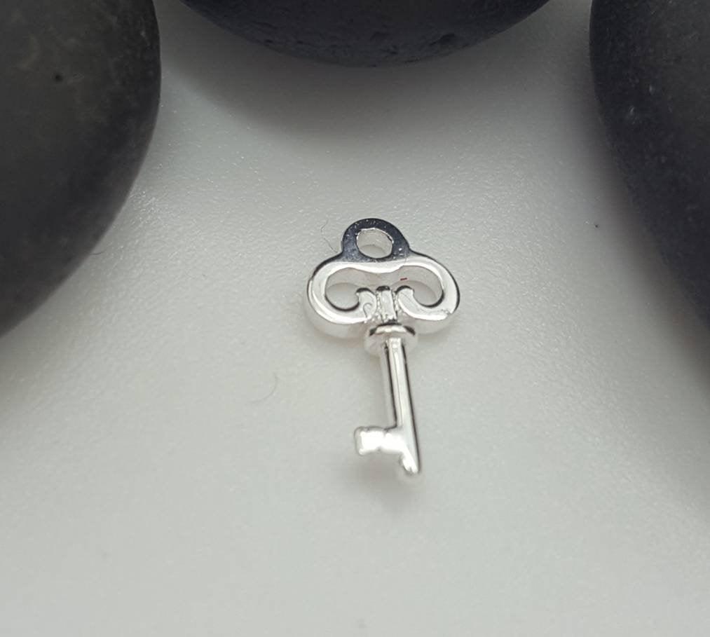 Tiny sterling silver key charm – Eternalflow charms and Jewellery supplies